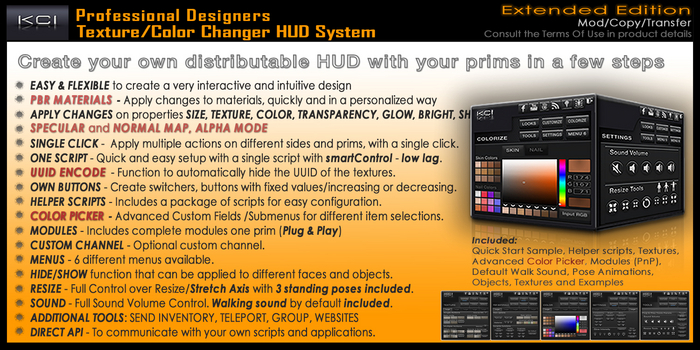 Second Life Marketplace - Texture Changer & Color Picker HUD Scripts - DEMO
